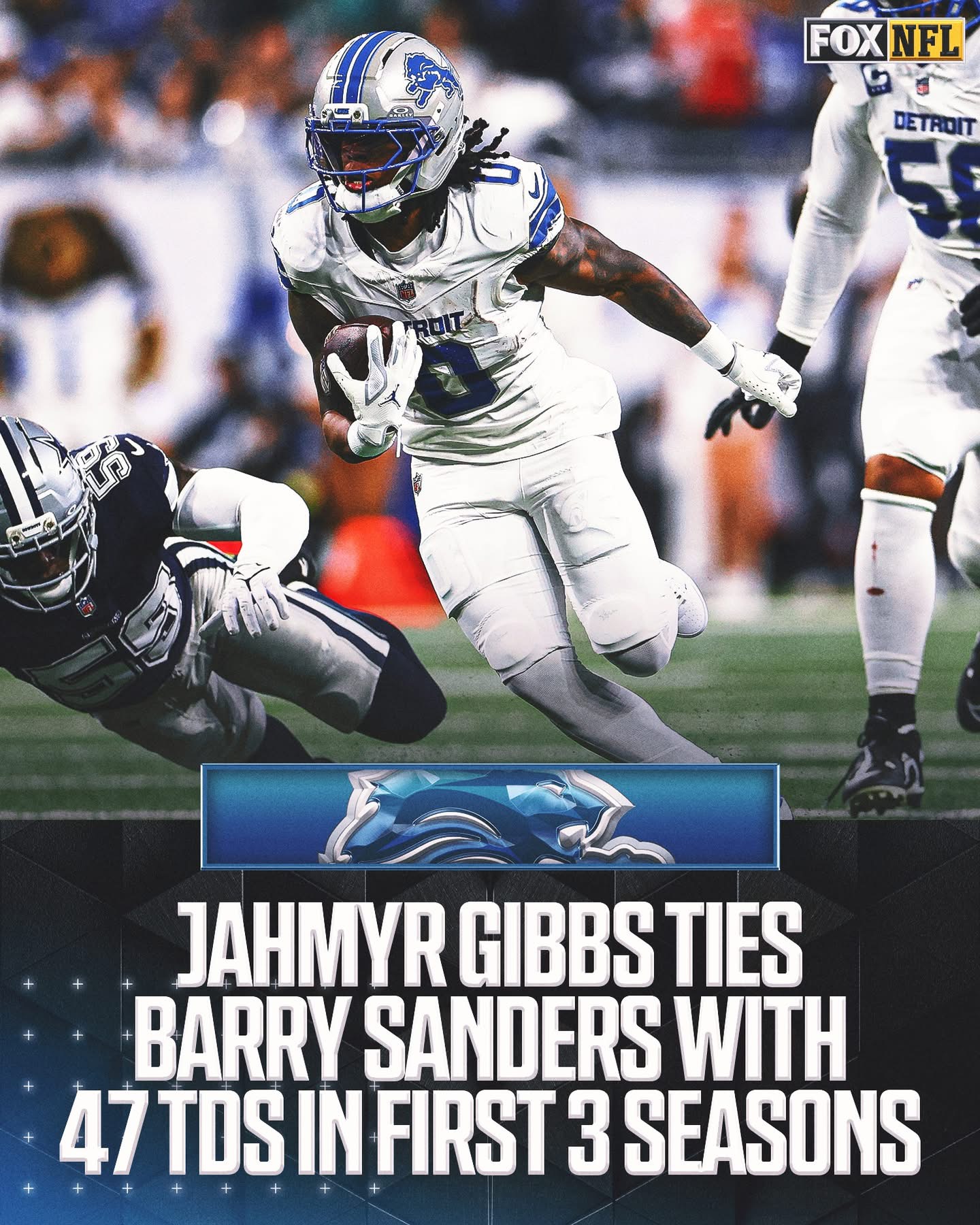 Lions running back Jahmyr Gibbs has officially entered rare historic ...